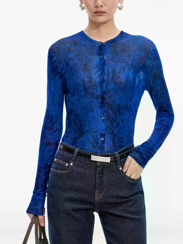 JNBY Abstract-print Wool Cardigan - Blue