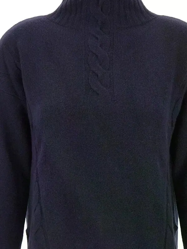 KANGRA Cable-knit High-neck Sweater - Blue