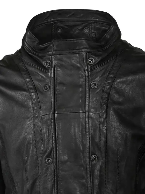 JULIUS Urban Seam-detail Washed Leather Jacket