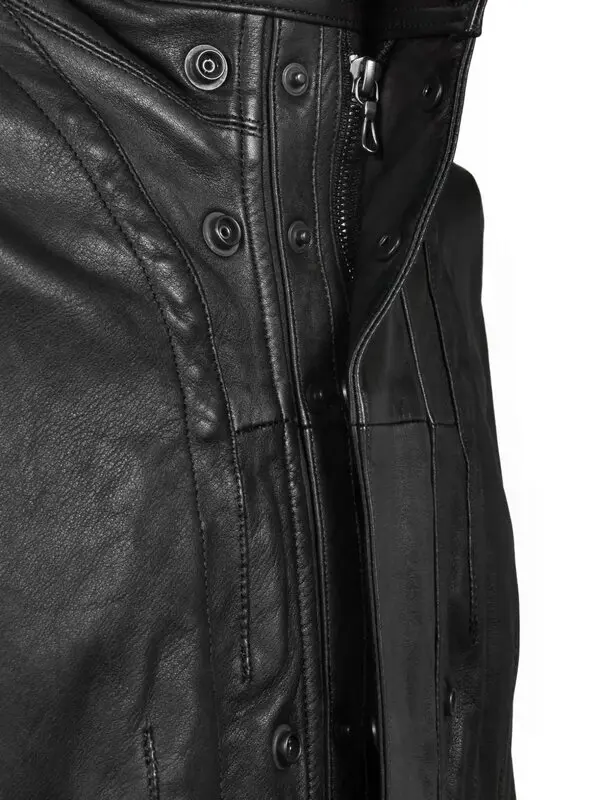 JULIUS Urban Seam-detail Washed Leather Jacket