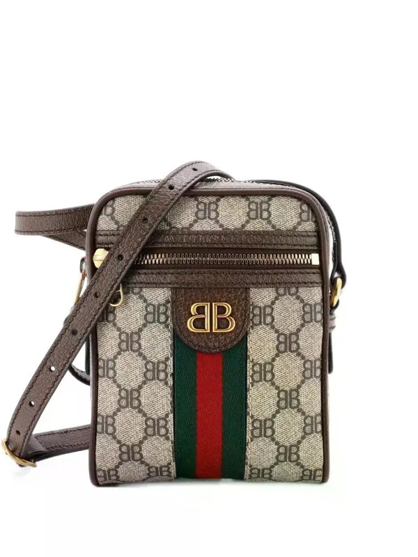 Balenciaga X Gucci The Hacker Project Zip Messenger Bag Bb Coated Canvas Mini Crossbody Bag - Brown
