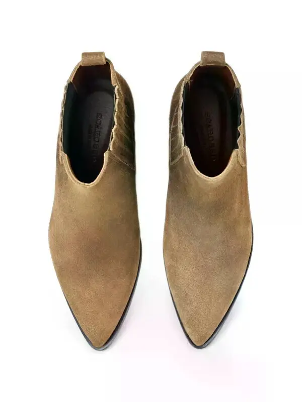 SCAROSSO Olivia Pleated Suede Chelsea Boots