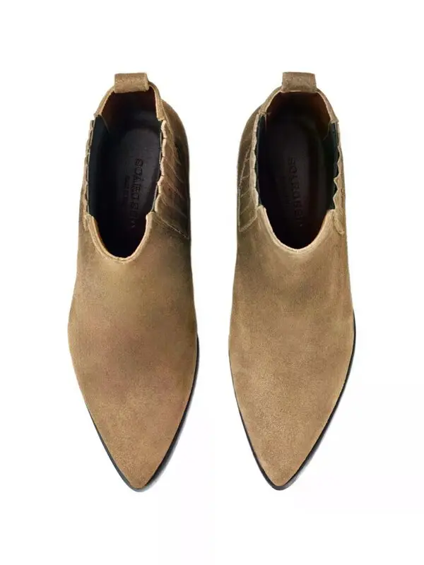 SCAROSSO Olivia Pleated Suede Chelsea Boots - Brown