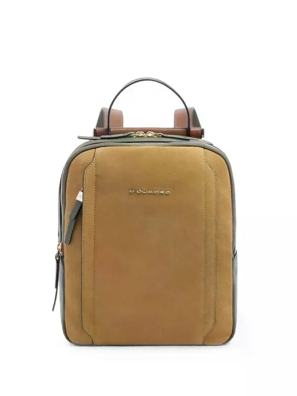 PIQUADRO Suede Leather Backpack - Neutrals