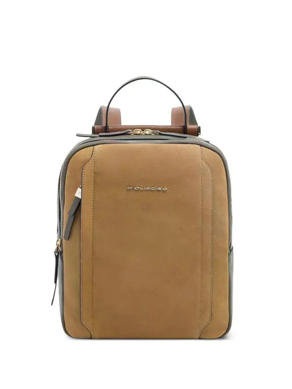 PIQUADRO Suede Leather Backpack - Neutrals