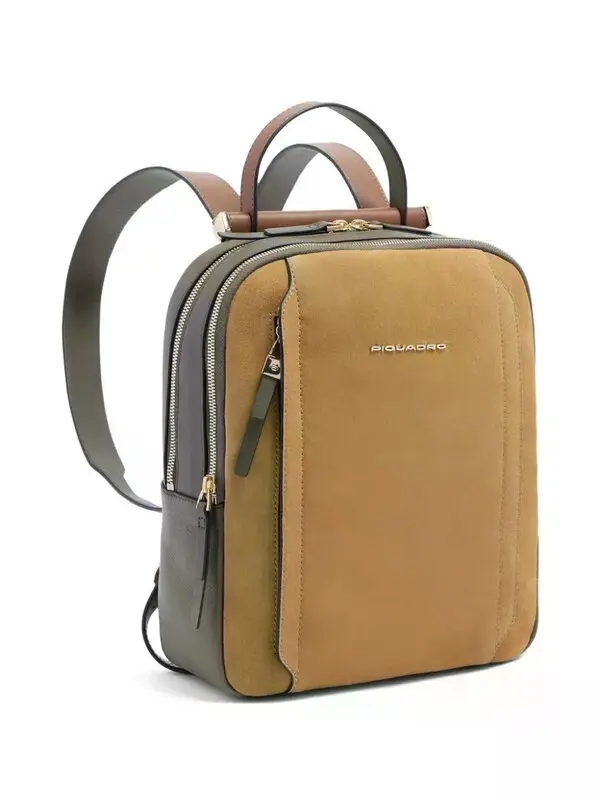 PIQUADRO Suede Leather Backpack - Neutrals