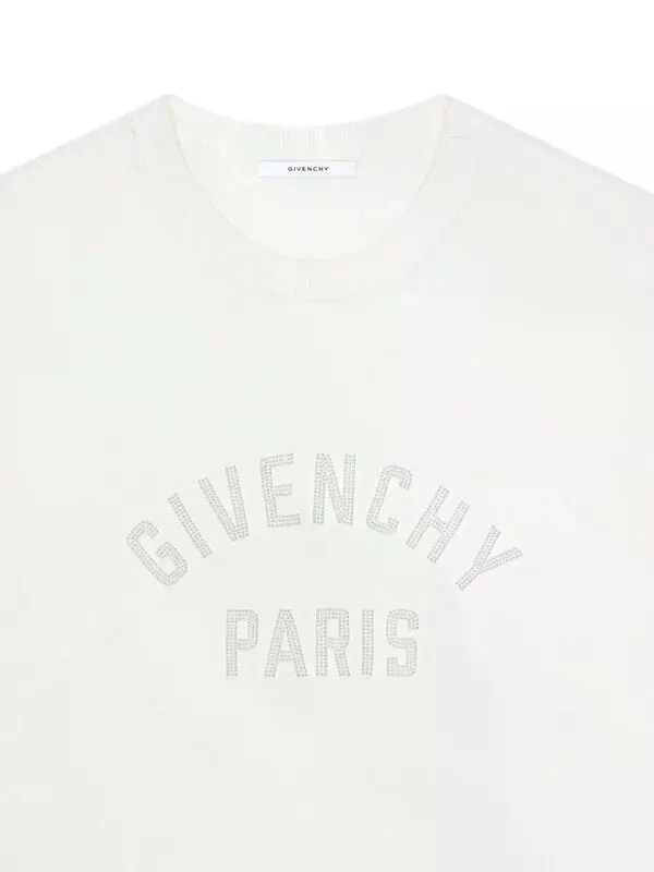 Givenchy T-shirt In Knit With Paris Pearl Embroidery