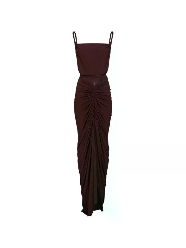 Rick Owens Nadia Ruched Cowl-neck Maxi Dress - Red