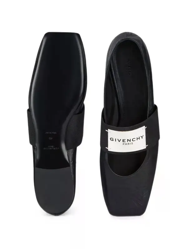 Givenchy Sliced Square Ballerinas In Textured-effect Leather