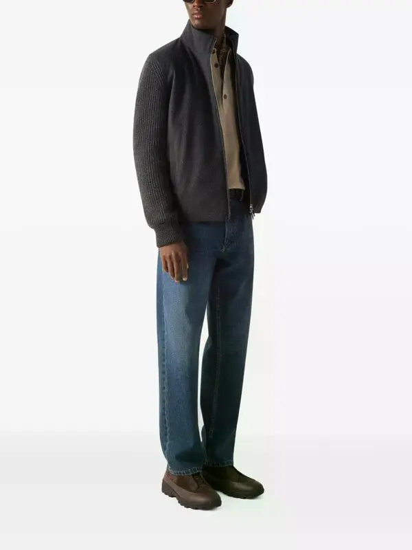 Zegna Dark Mélange Oasi Cashmere Full Zip Cardigan