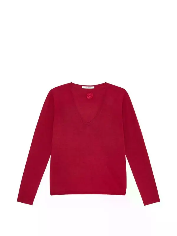 Malìparmi Rose-embroidered V-neck Sweater