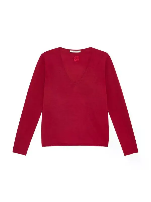 Malìparmi Rose-embroidered V-neck Sweater