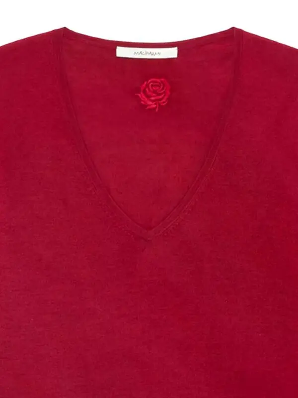 Malìparmi Rose-embroidered V-neck Sweater