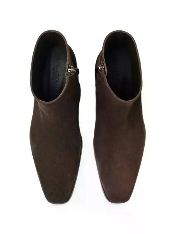 SCAROSSO Ambra Square-toe Ankle Boots - Brown