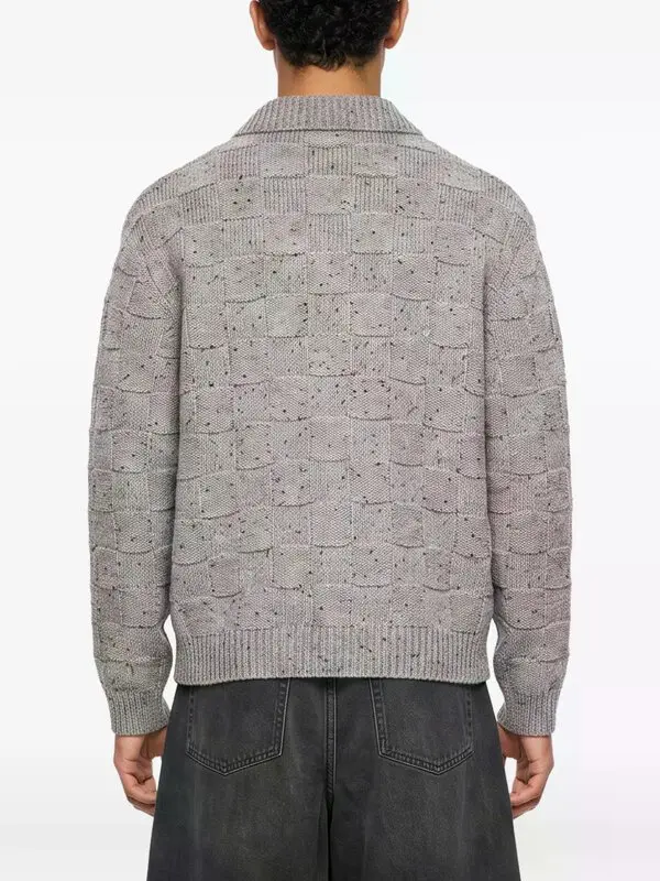 You Must Create Checkerboard Flecked-knit Cardigan