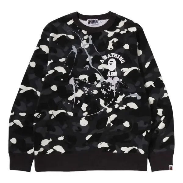 A BATHING APE City Camo Painting Crewneck Sweatshirt - Black