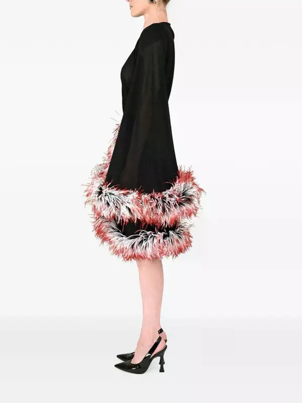 ROWEN ROSE Feather-trim Georgette Top
