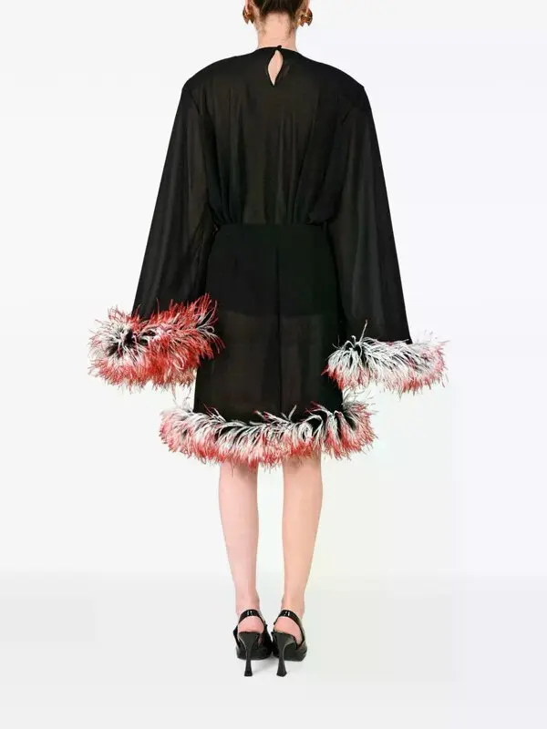ROWEN ROSE Feather-trim Georgette Top