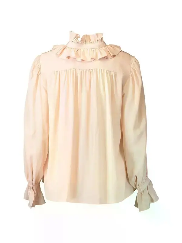 Chloé Tie-front Ruffled Blouse In Crêpe De Chine