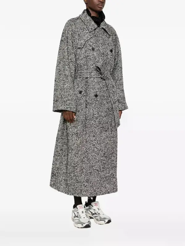 JUUN.J Herringbone-pattern Belted Coat