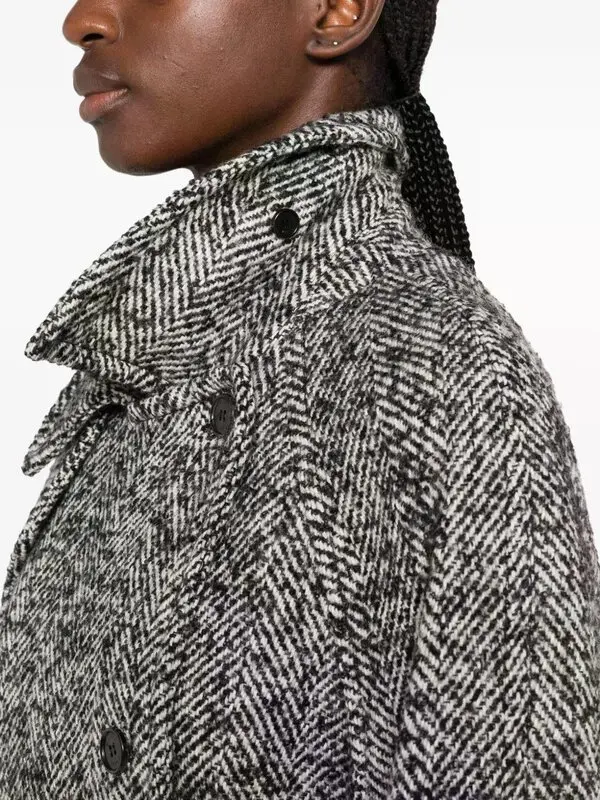 JUUN.J Herringbone-pattern Belted Coat