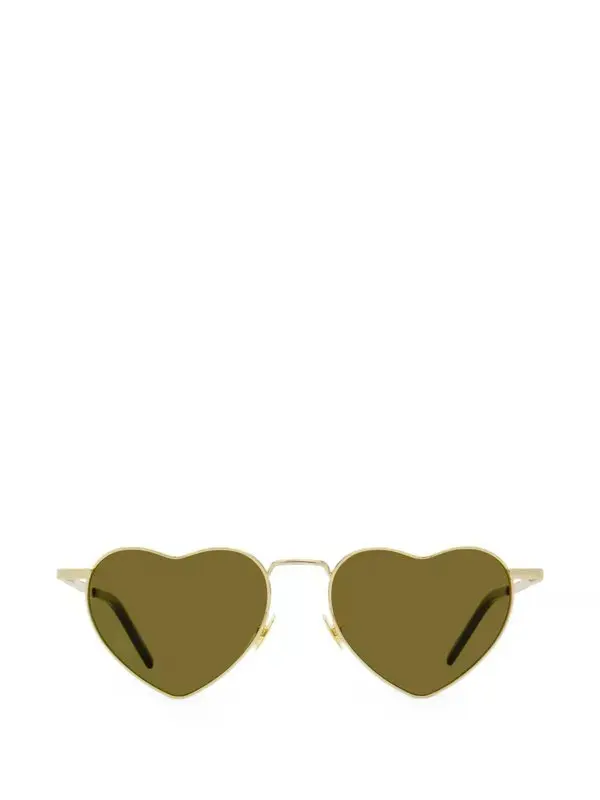 Saint Laurent Loulou Heart-frame Sunglasses - Gold