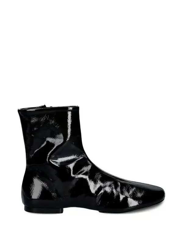 SOULIERS MARTINEZ Molli Patent-finish Ankle Boots - Black