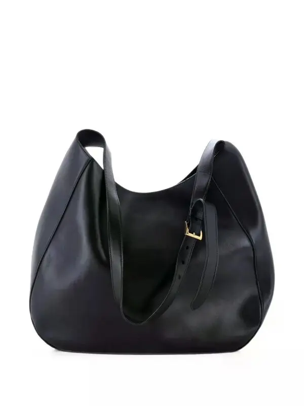 Prada Triangle Logo Curved City Calf Large Hobo Bag
