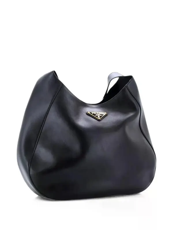 Prada Triangle Logo Curved City Calf Large Hobo Bag