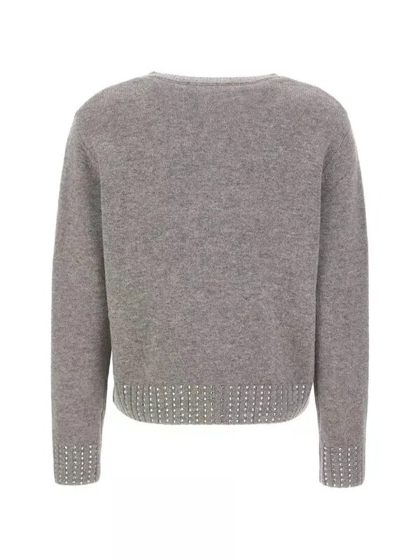 KAOS Rhinestone-embellished Wool Cardigan - Grey