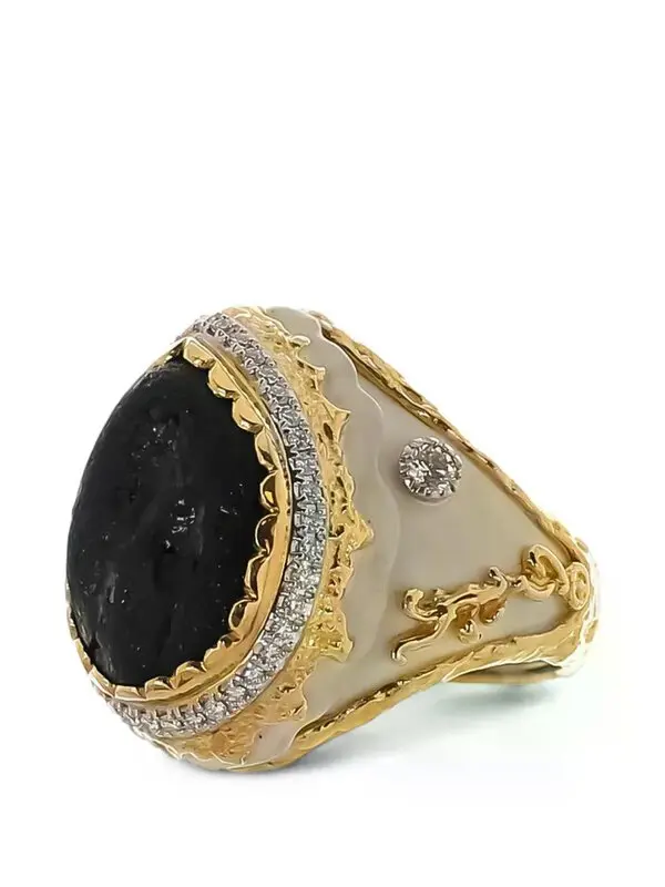 VICTOR VELYAN Black Tourmaline And Diamond Ring