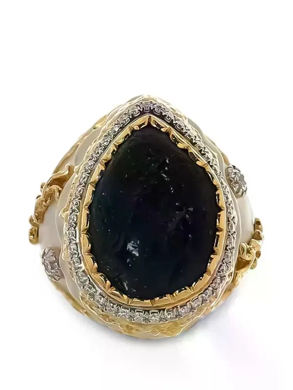 VICTOR VELYAN Black Tourmaline And Diamond Ring