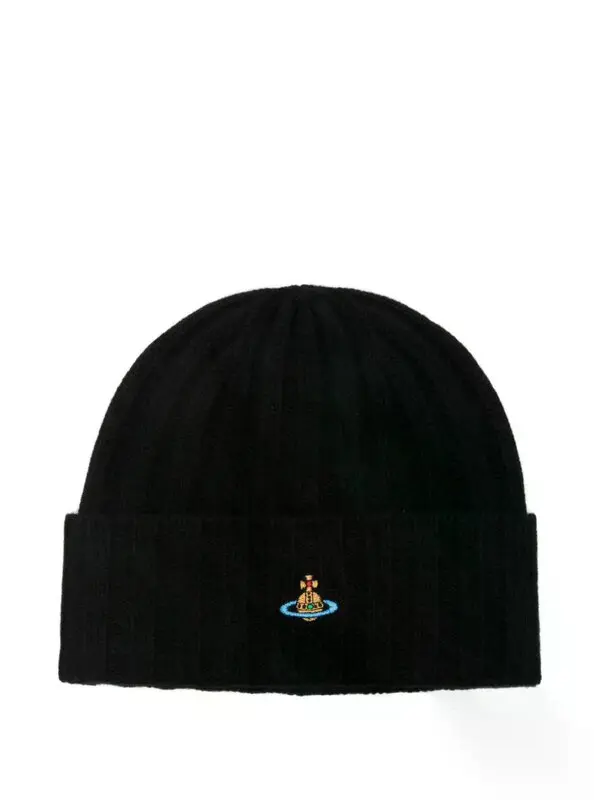 VIVIENNE WESTWOOD Classic Orb-embroidered Beanie Hat - Black