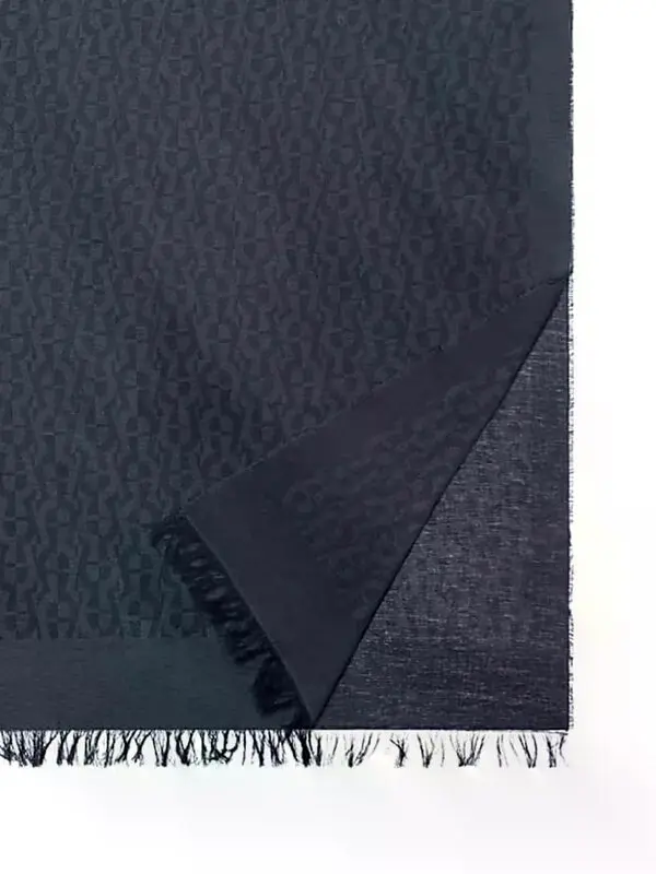 AIGNER Jacquard Logo Frayed Scarf