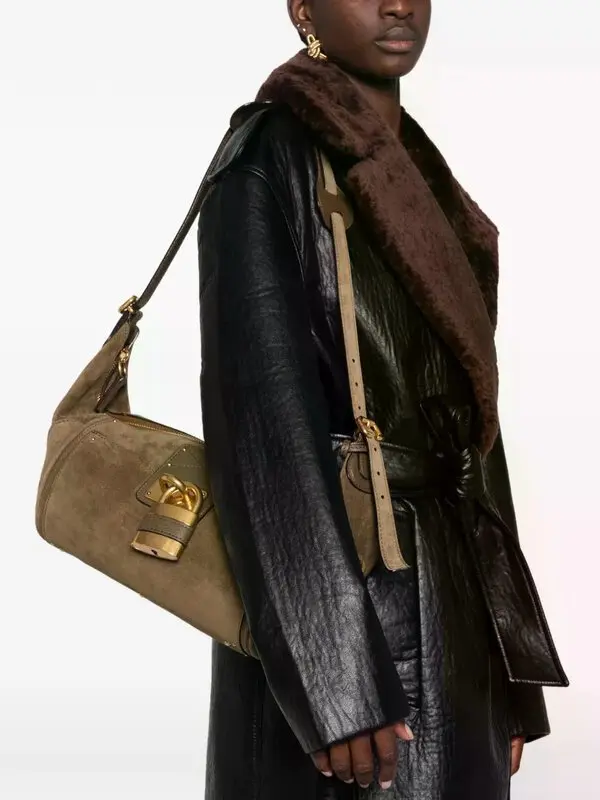 Chloé Paddington Crossbody Bag In Suede - Green