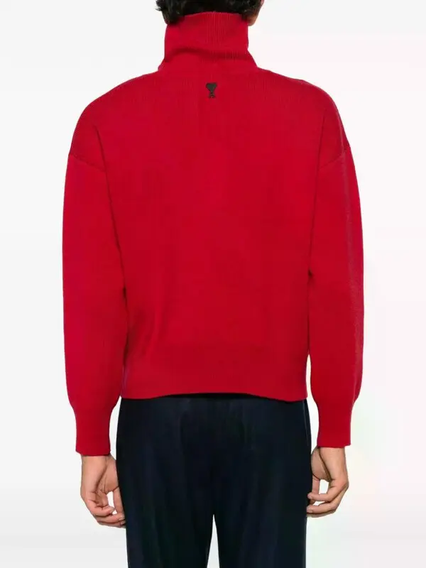 AMI Paris De Coeur Button-neck Sweater