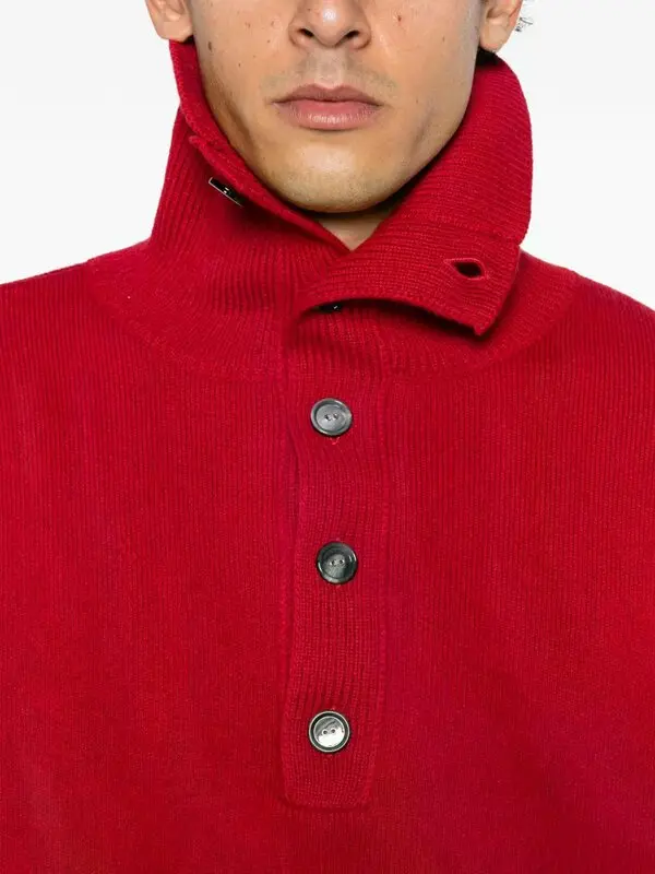 AMI Paris De Coeur Button-neck Sweater
