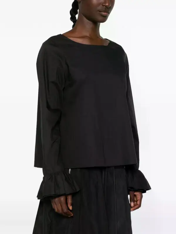 SUSANNE BOMMER Ruffle-cuff Boat-neck Shirt