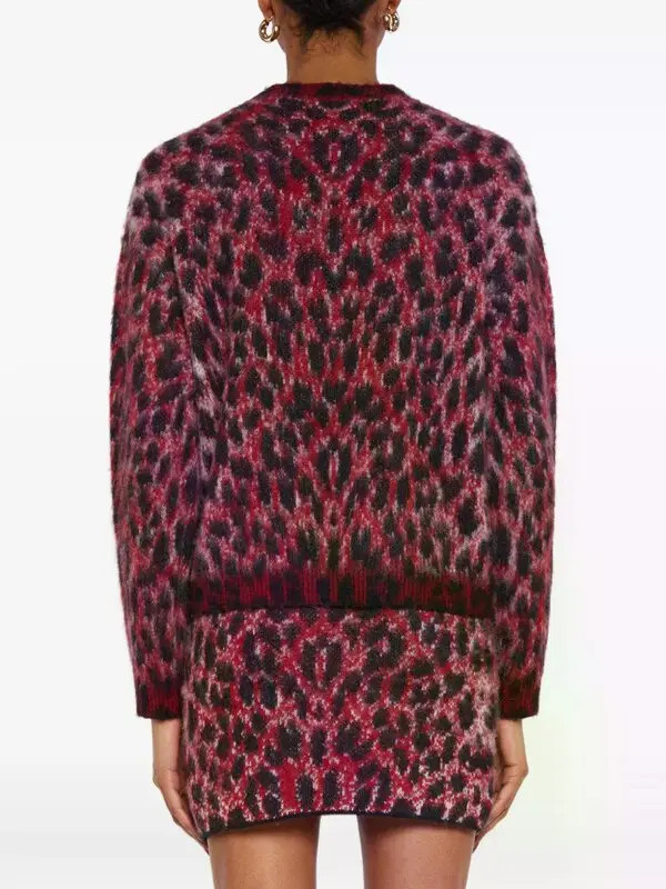 LANEUS Leopard-print Brushed-knit Jumper