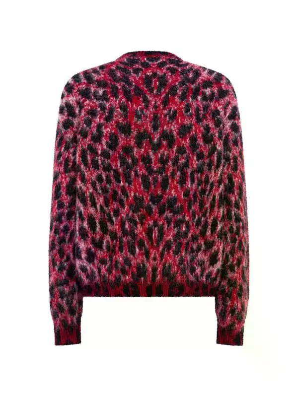 LANEUS Leopard-print Brushed-knit Jumper