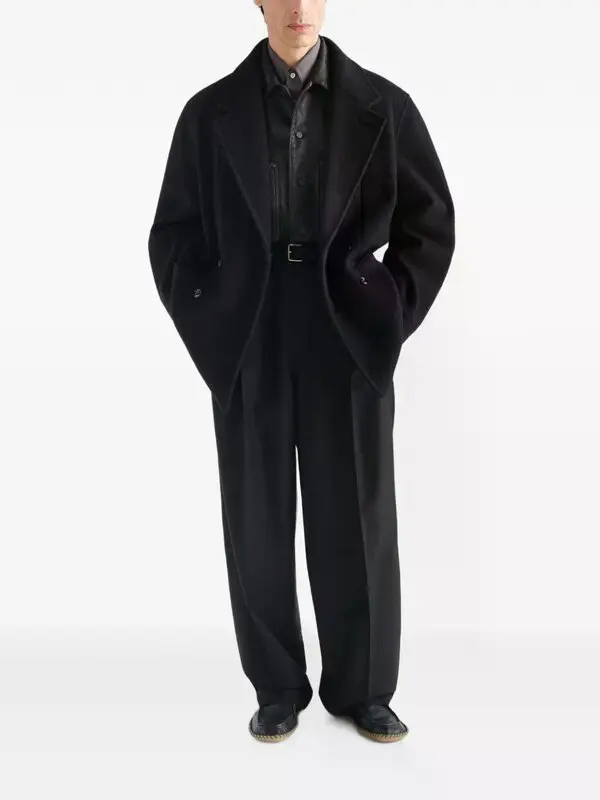 LEMAIRE Short Double-breasted Coat In Felted Wool And Alpaca Blend