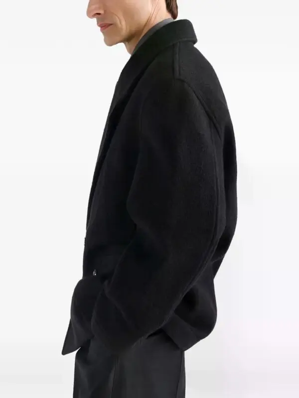 LEMAIRE Short Double-breasted Coat In Felted Wool And Alpaca Blend