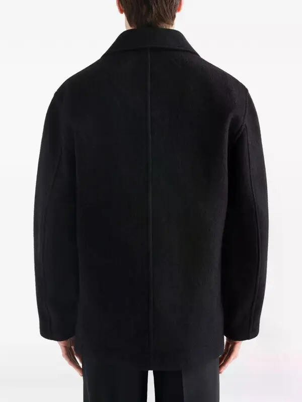 LEMAIRE Short Double-breasted Coat In Felted Wool And Alpaca Blend