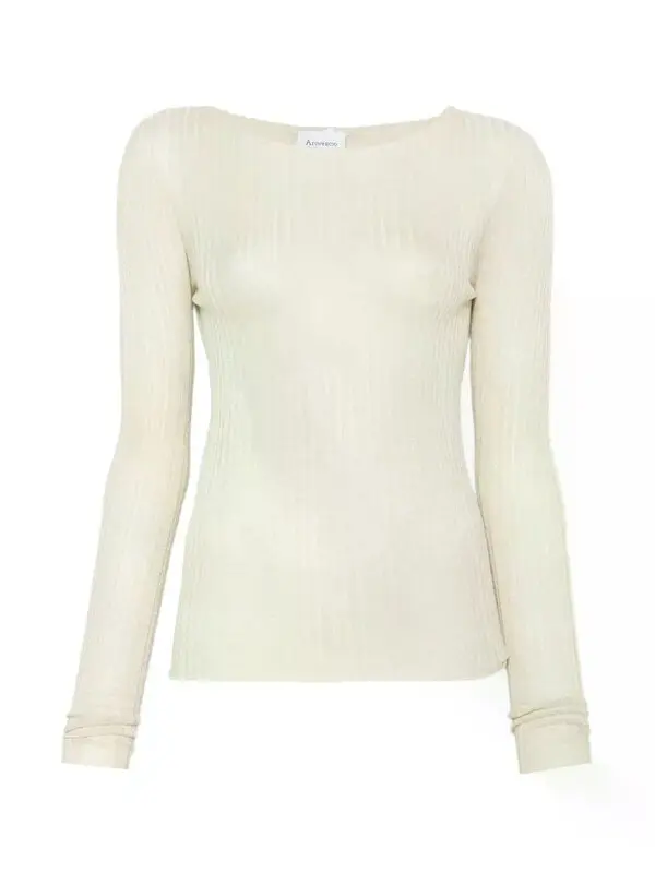 AROVESCIO Ribbed-knit Boat-neck Sweater - Neutrals