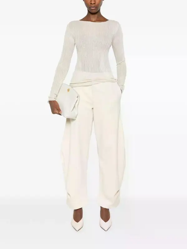 AROVESCIO Ribbed-knit Boat-neck Sweater - Neutrals