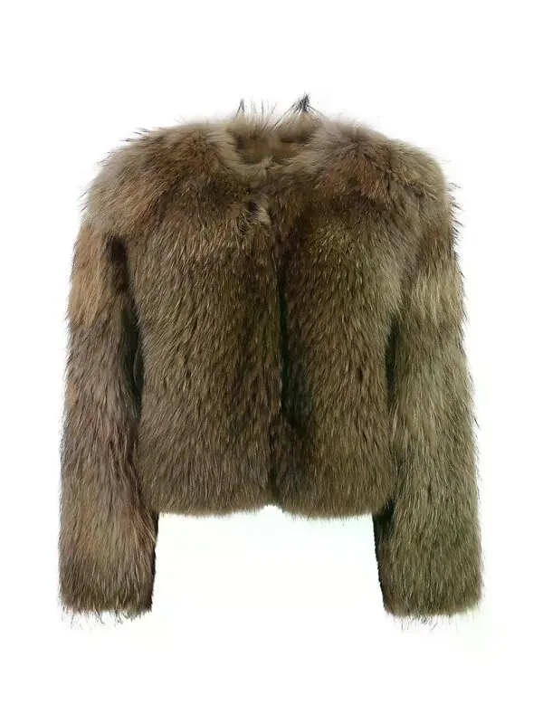 SWORD 6644 Collarless Faux-fur Jacket