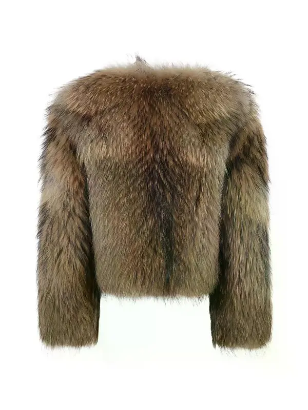 SWORD 6644 Collarless Faux-fur Jacket