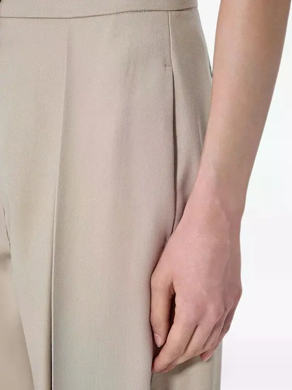 Sportmax Pleated Button-detail Trousers - Neutrals