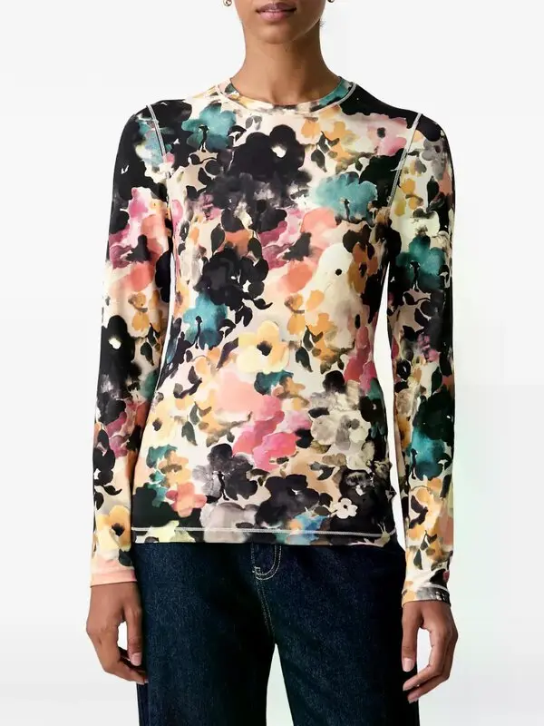 Stine Goya Floral-print Long-sleeve T-shirt - Neutrals