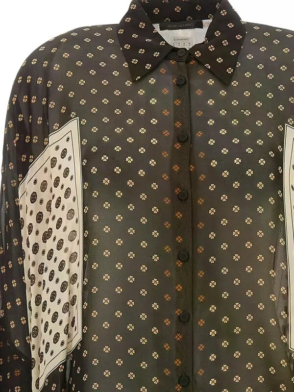 ELENA MIRÒ Asymmetric-hem Placement-print Shirt